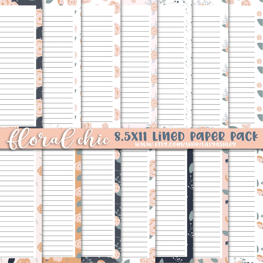 Lined Paper Set Downloadable Border Papers With Lines Printable Journal ...