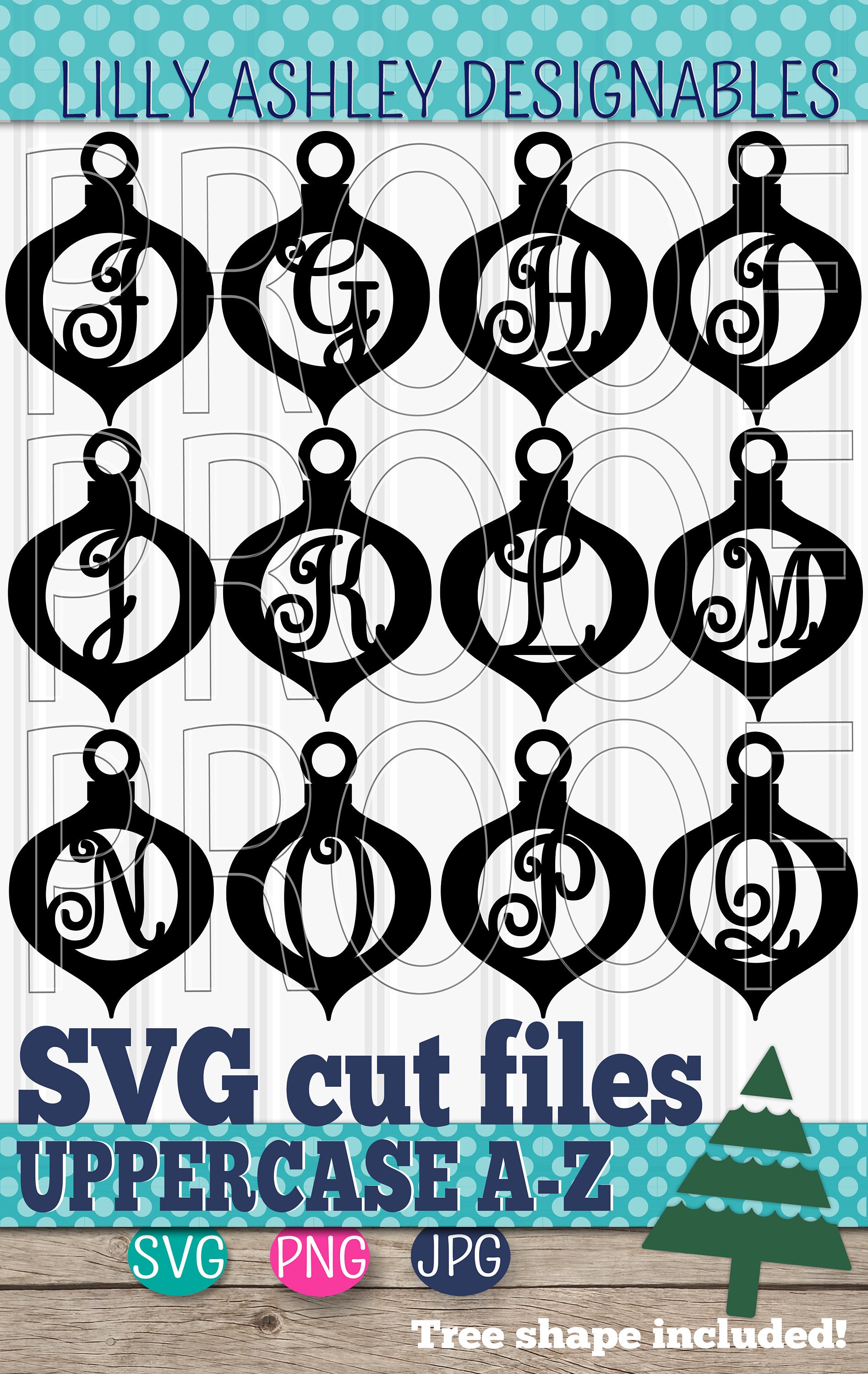 Christmas Ornament SVG Cut File Set 261 Letter - Etsy UK
