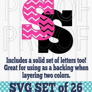 Chevron Letter SVG Cut File Set of 26-uppercase Letters A-Z and Solid ...