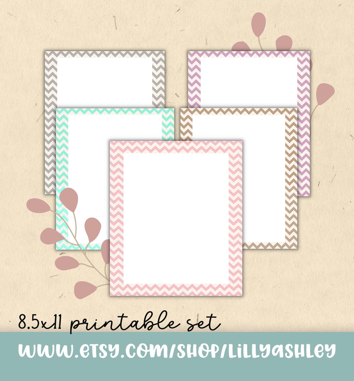 Printable Paper Pack of 5 Border Papers8.5x11 JPG Bordered - Etsy