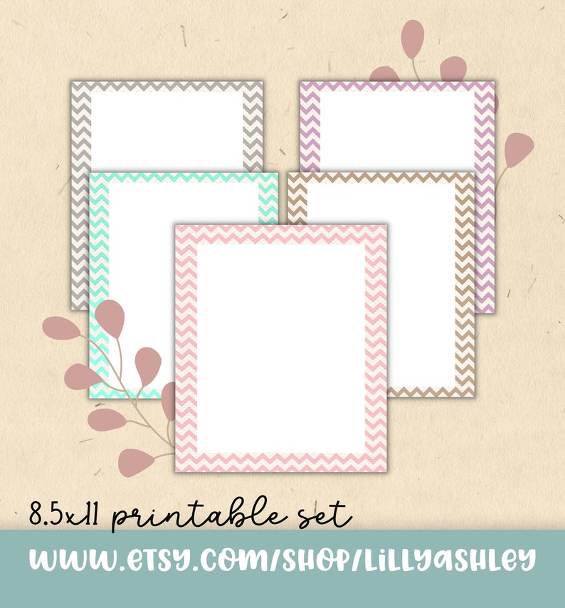 Printable Paper Pack of 5 Border Papers8.5x11 JPG Bordered - Etsy
