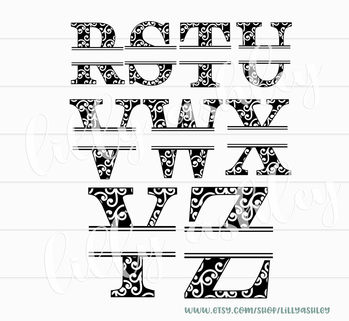 Split Monogram SVG & PNG Set A-Z Downloadable-commercial Use - Etsy