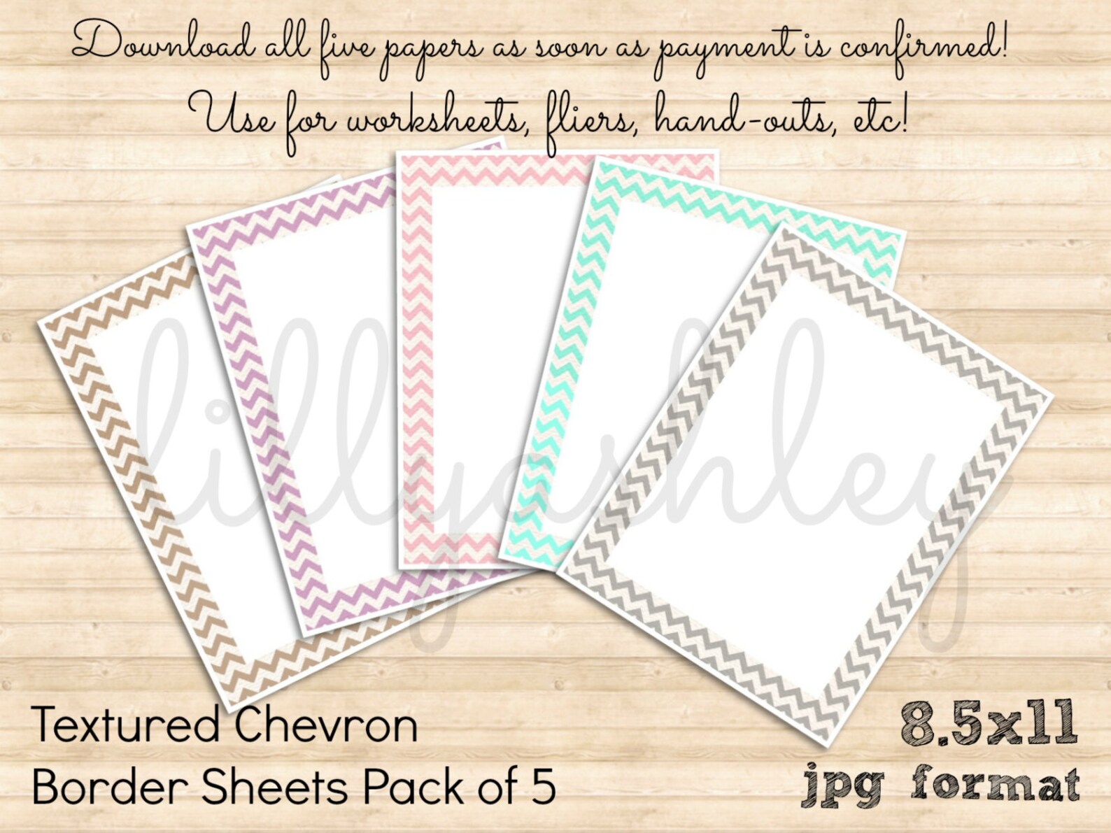Printable Paper Pack of 5 Border Papers8.5x11 JPG Bordered - Etsy
