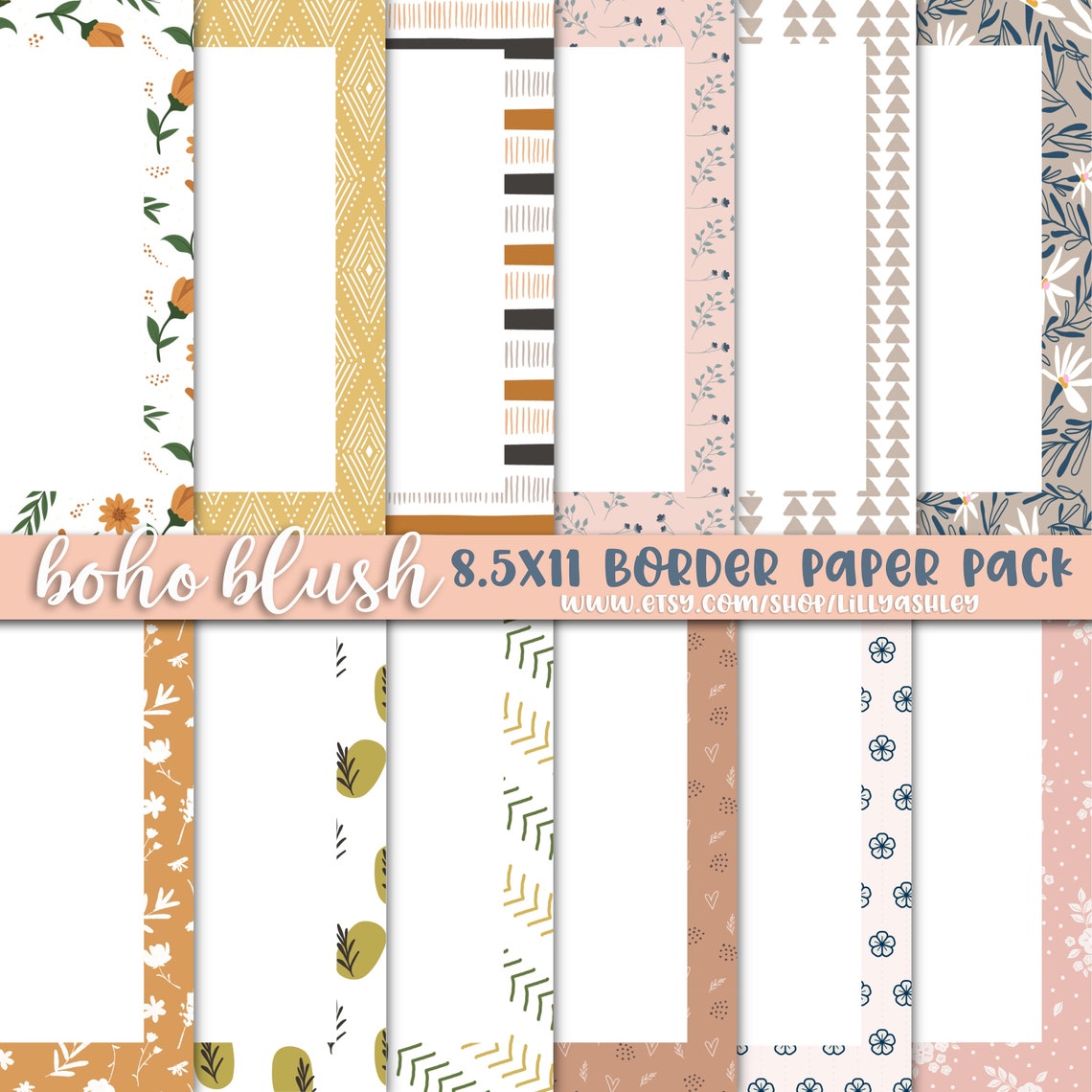 Border Paper Pack of 12PDF & PNG Files8.5x11 Downloadable - Etsy