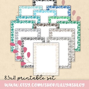 Printable Paper Pack of 28-8.5x11 JPG /PDF Bordered Paper Printable ...