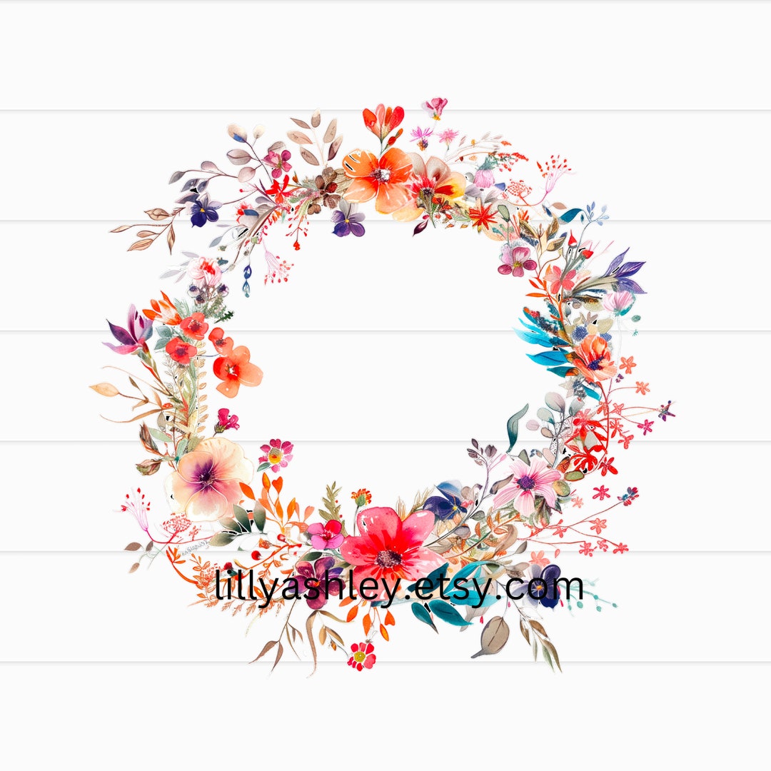 Floral Frame Wreath Clipart Designs , PNG Watercolor Flowers ...