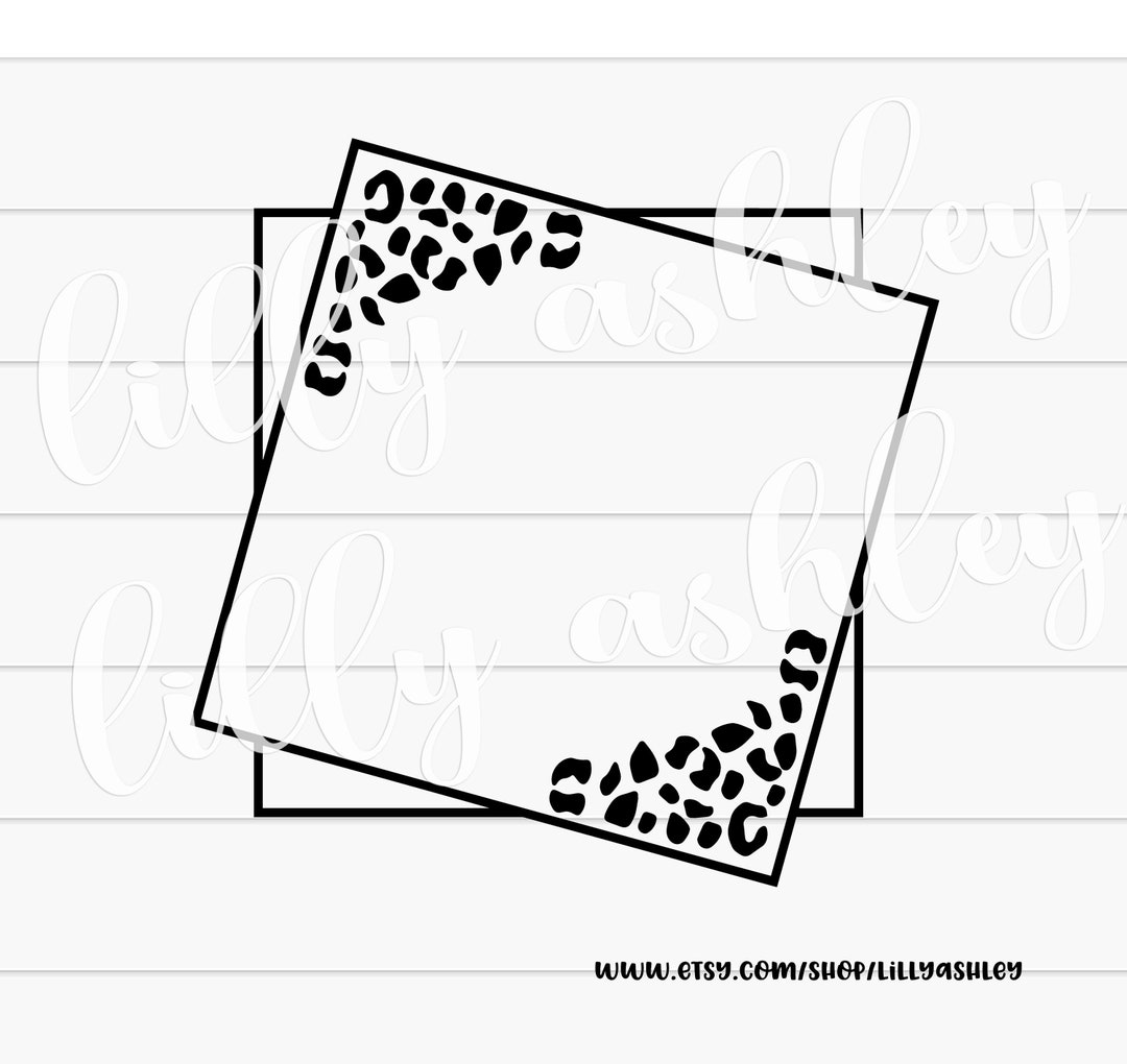 Leopard Frame SVG and PNG- Overlapping Squares Frame Design for Custom ...