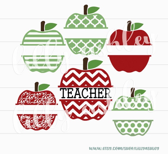 Teacher SVG Split Apple Set-svg & Png Files-teacher Gifts - Etsy