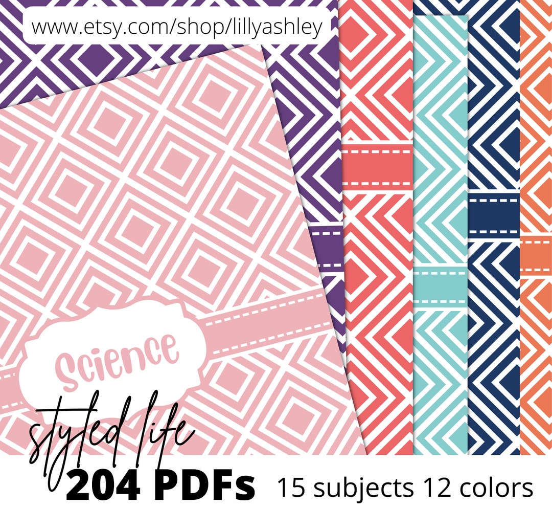 School Subject Binder Cover Printable SET 8.5x11 PDF Covers Backings ...