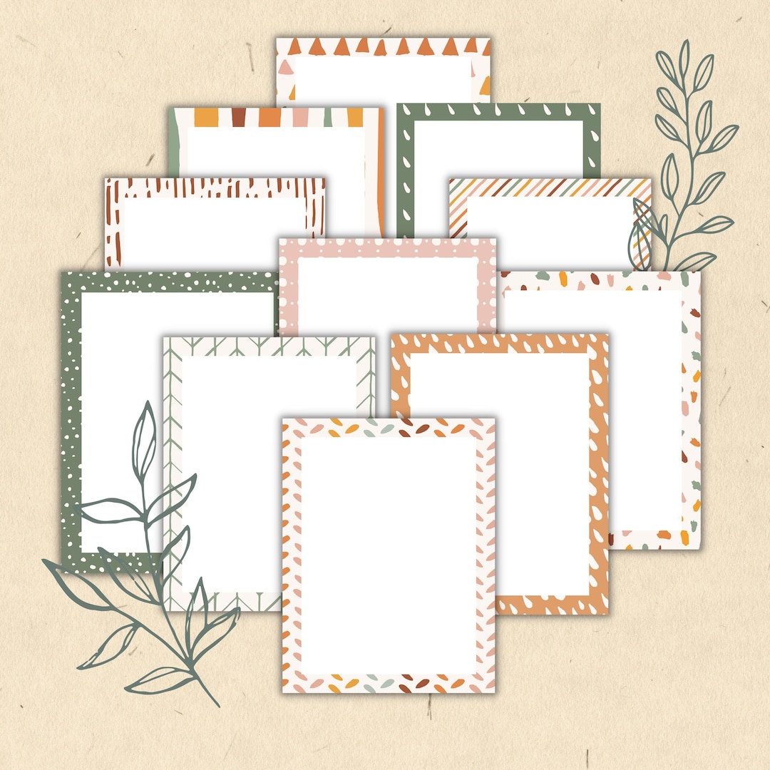 Border Paper Printable Pack of 12--PDF & PNG Files--8.5x11 Computer ...