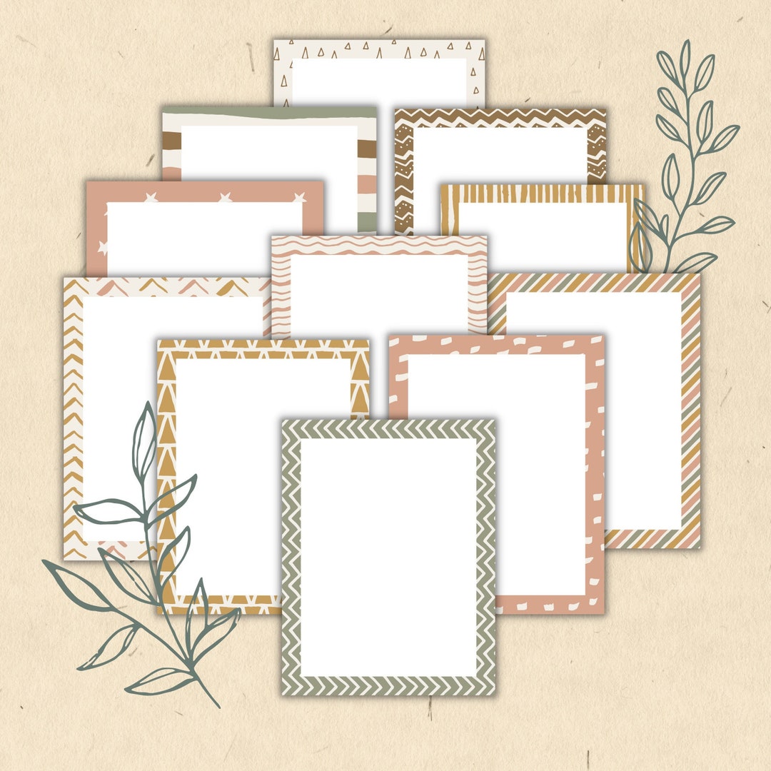 Border Paper Pack of 12--PDF & PNG Files--8.5x11 Downloadable Paper ...