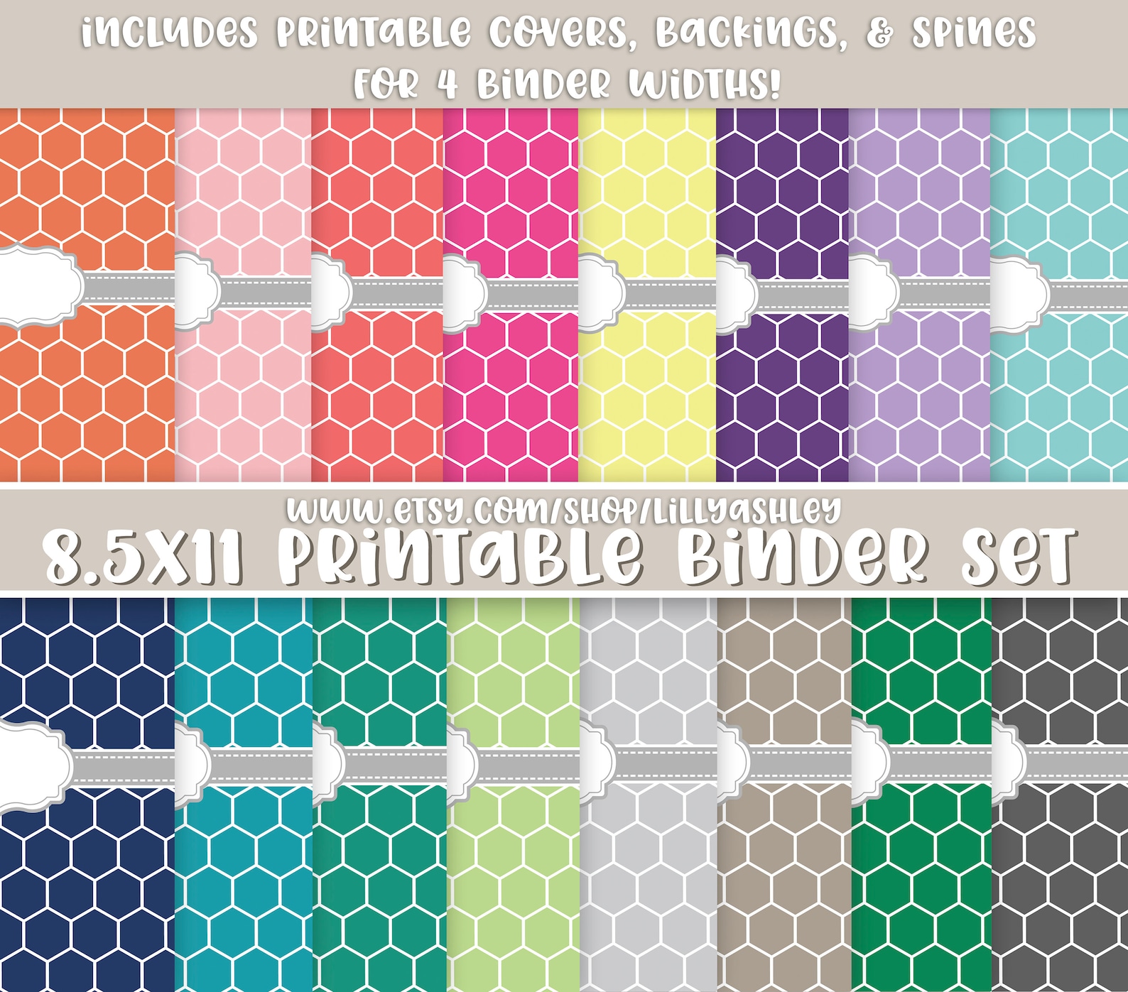 Printable Binder Covers Set of 16-with Backings and Spines-jpg - Etsy