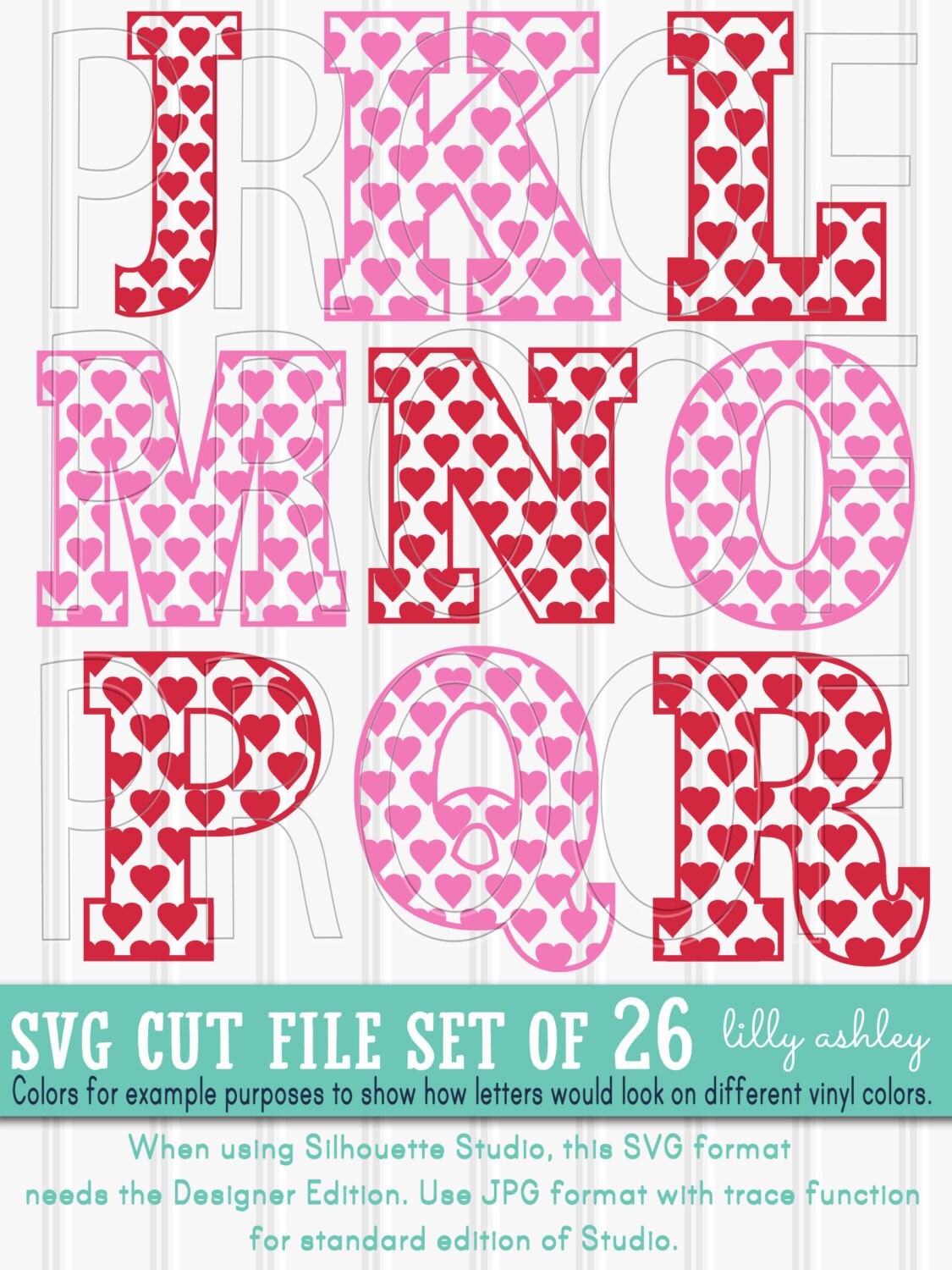 Heart Letters SVG Files Set of 26 Cut Files-heart Monogram - Etsy