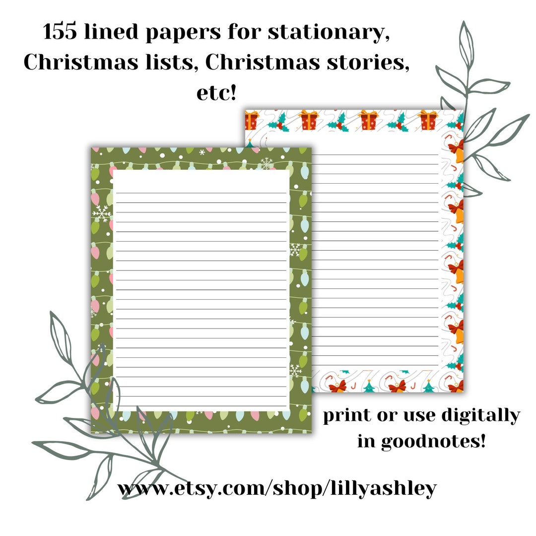 Bundle of 155 Christmas Borders Lined Printable Paper With Borders -8 ...