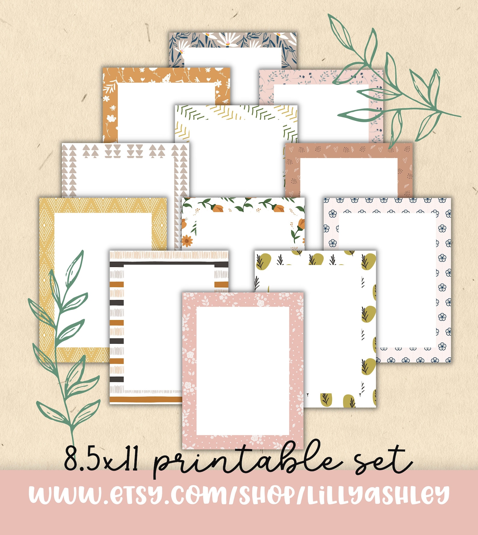 Border Paper Pack of 12PDF & PNG Files8.5x11 Downloadable - Etsy