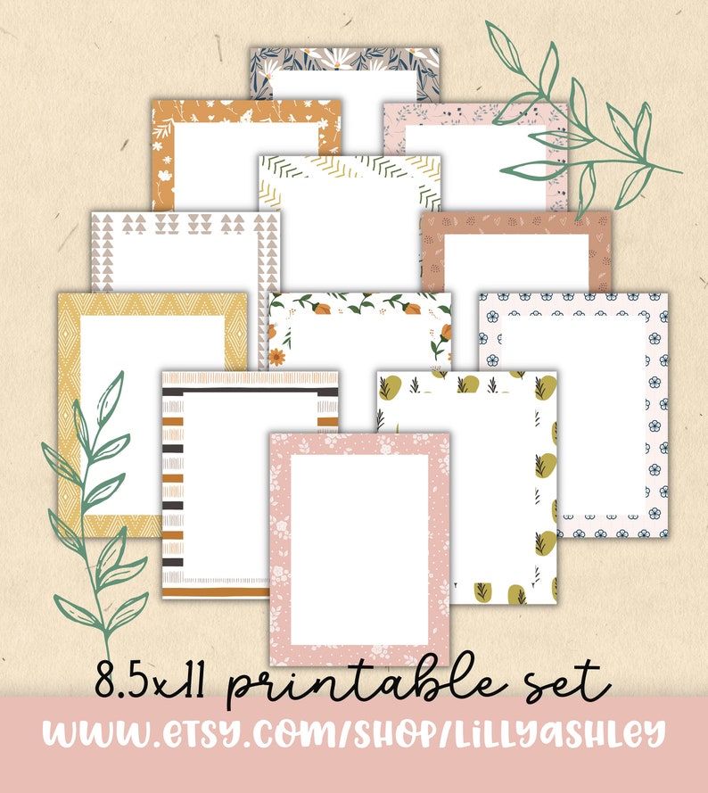 Border Paper Pack of 12PDF & PNG Files8.5x11 Downloadable - Etsy