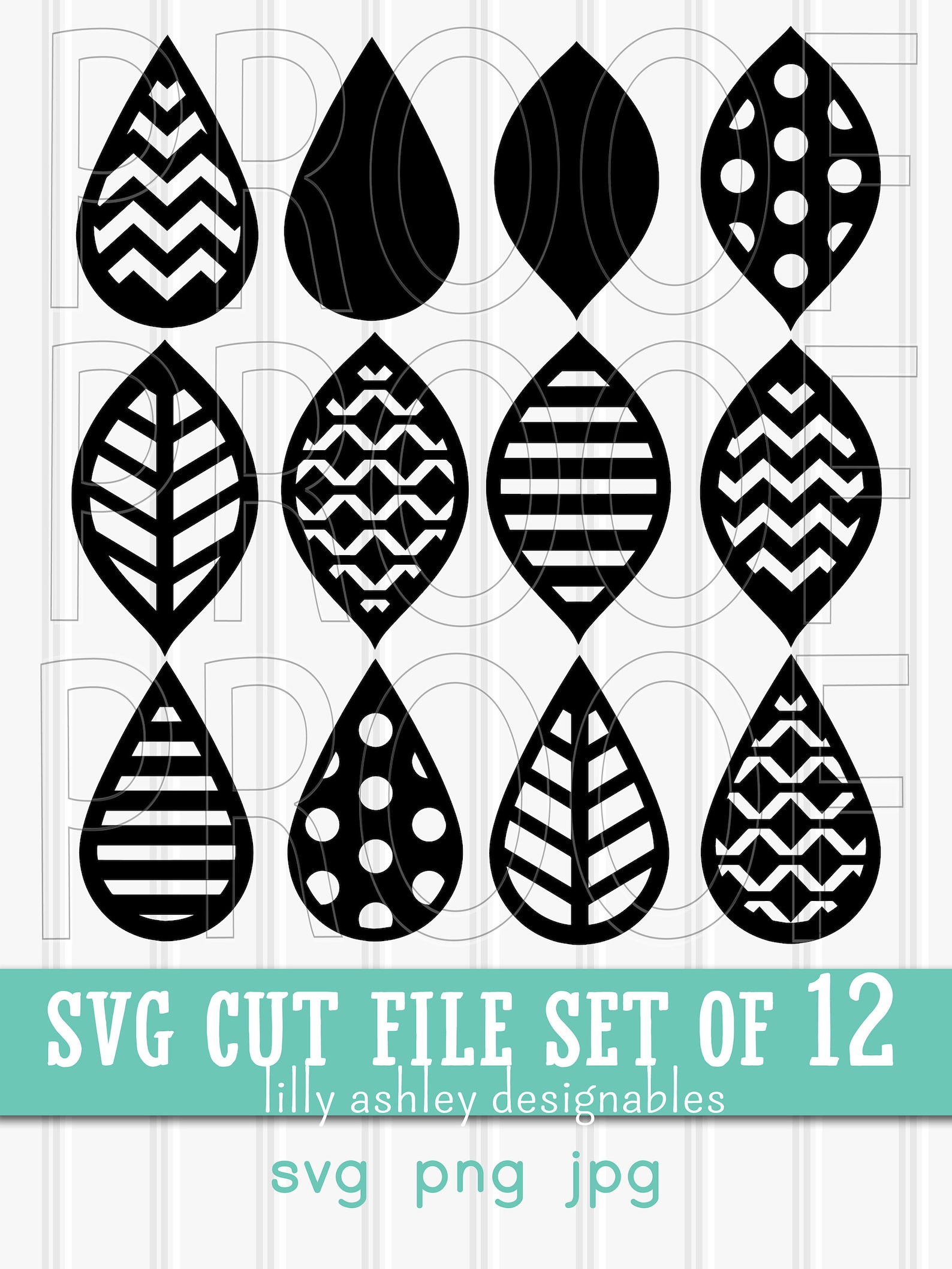 SVG Files Set of 12 Cutting Files Svg/png/jpg Teardrop Svg Tear Drop ...