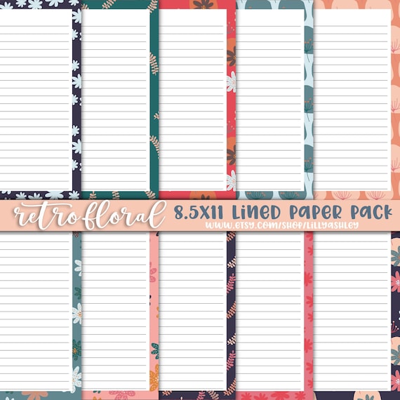 Lined Paper Pack of 10PDF PNG Files-8.5x11 Downloadable - Etsy