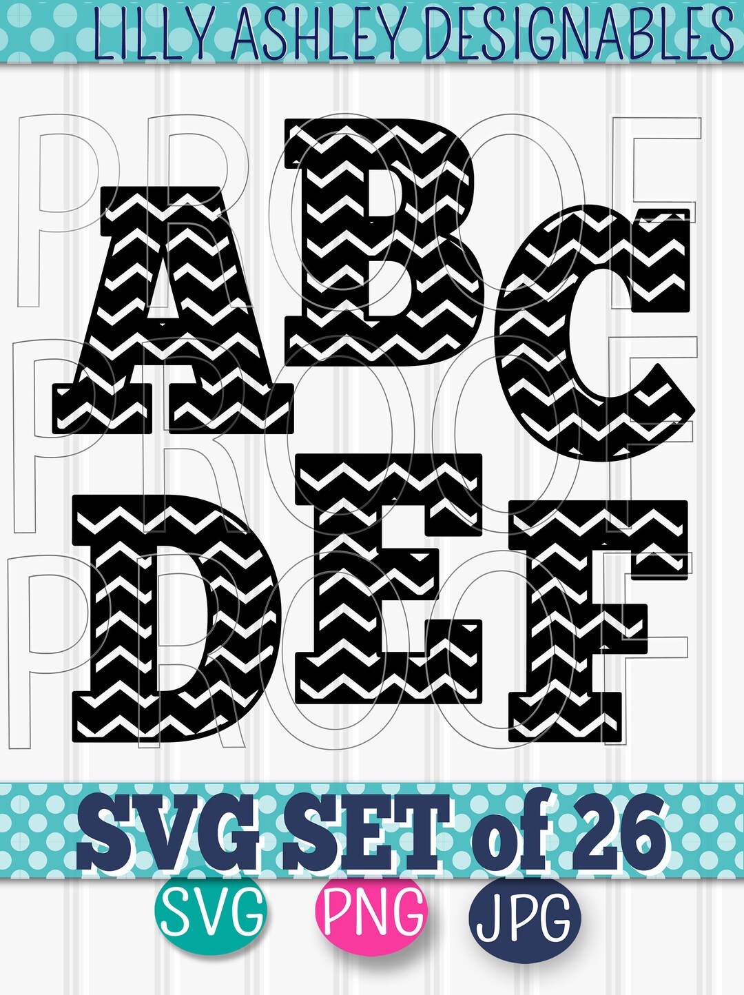 Chevron Letter SVG Cut File Set of 26-uppercase Letters A-Z and Solid ...
