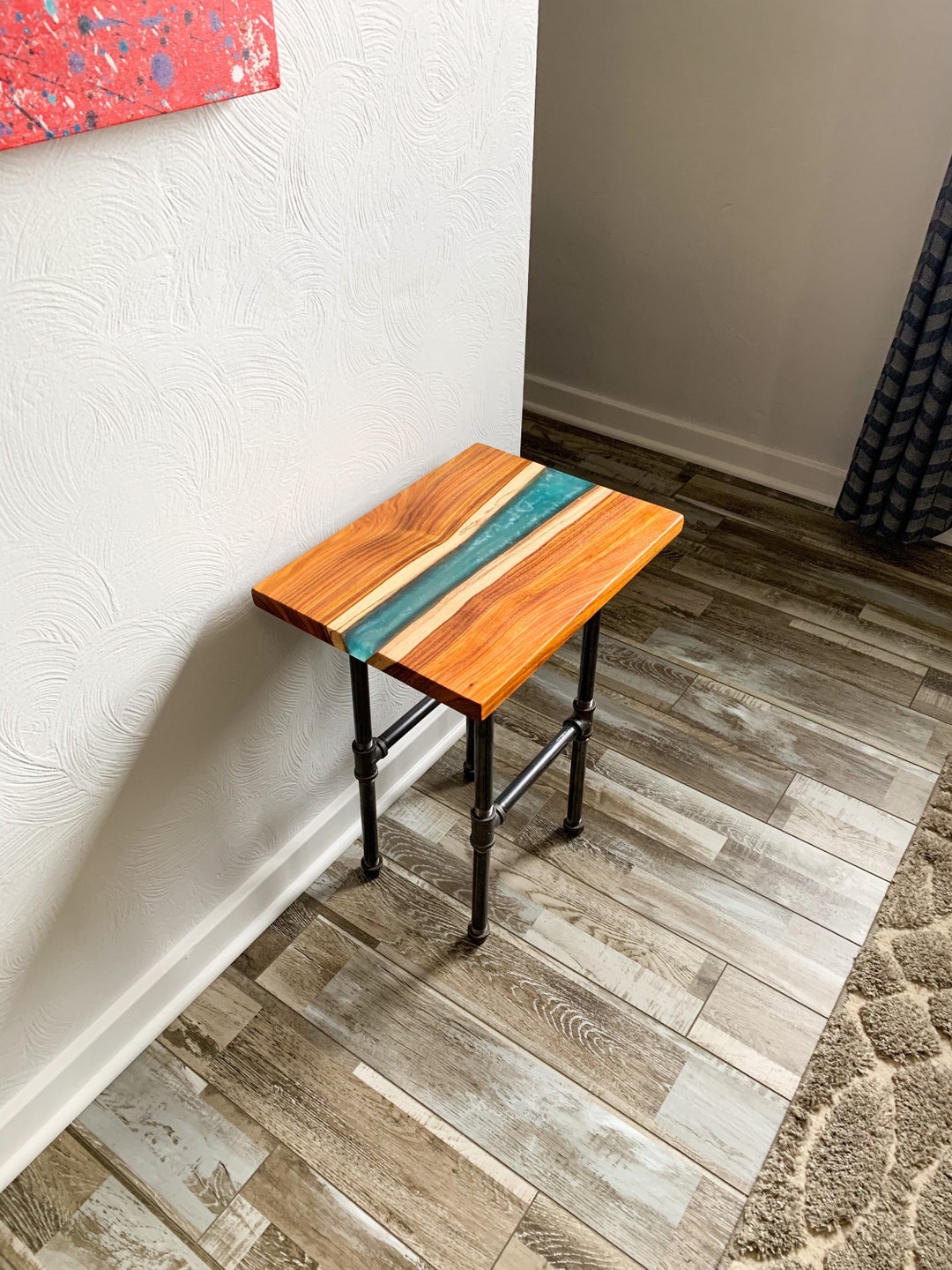 Canarywood River Table With Led’s and Pipe Fitting Legs - Etsy