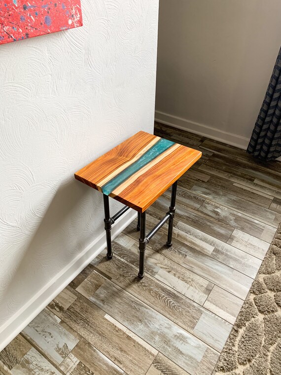 Canarywood River Table With Leds and Pipe Fitting Legs | Etsy