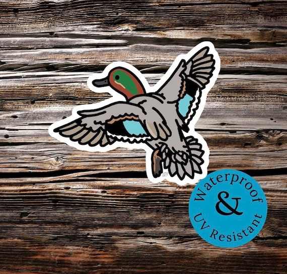 Green Wing Teal Flying Duck Sticker Decal - Etsy