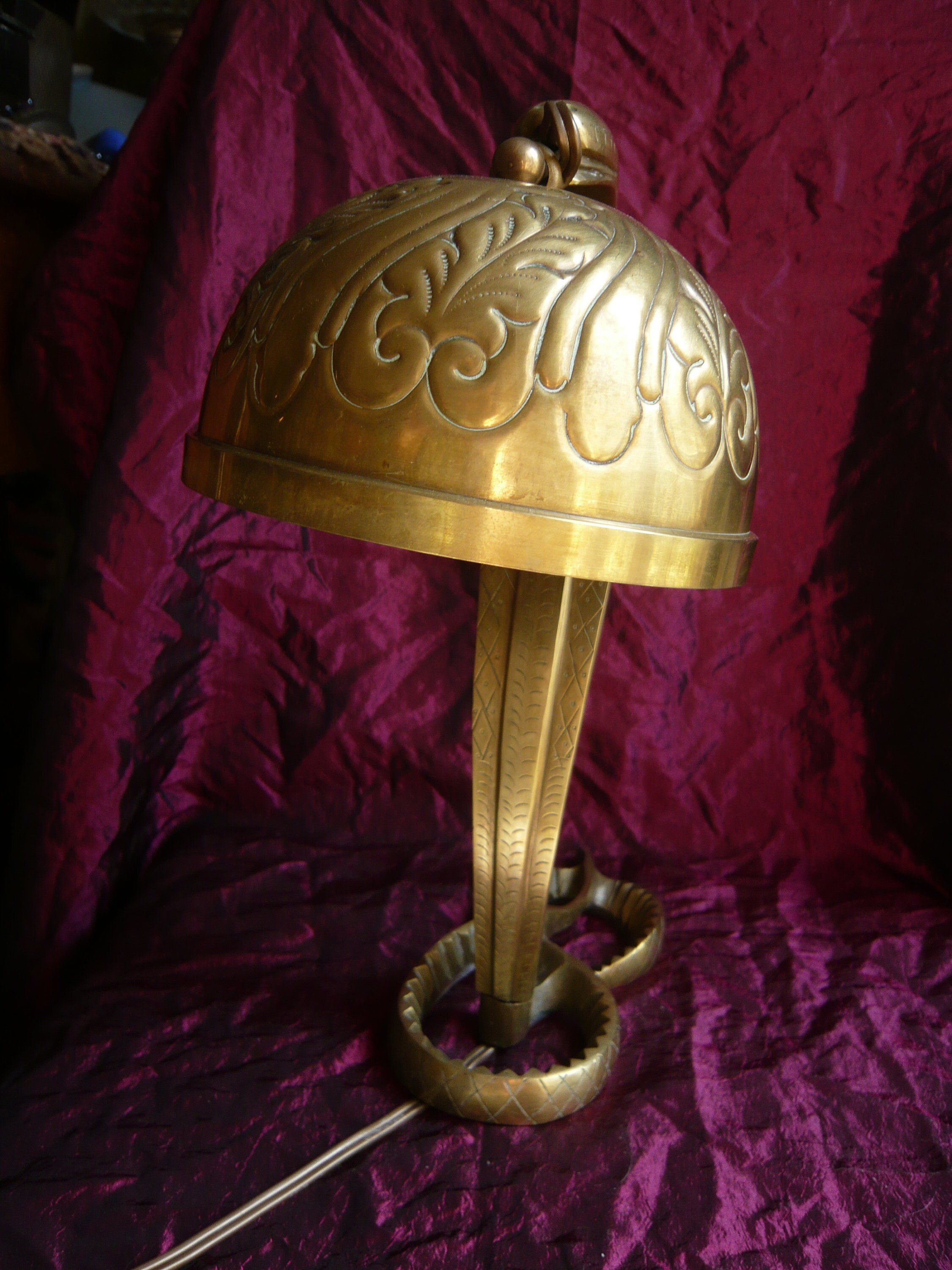 Bronze Snake Lamp Art Deco Cobra Lighting Brass Shade With - Etsy
