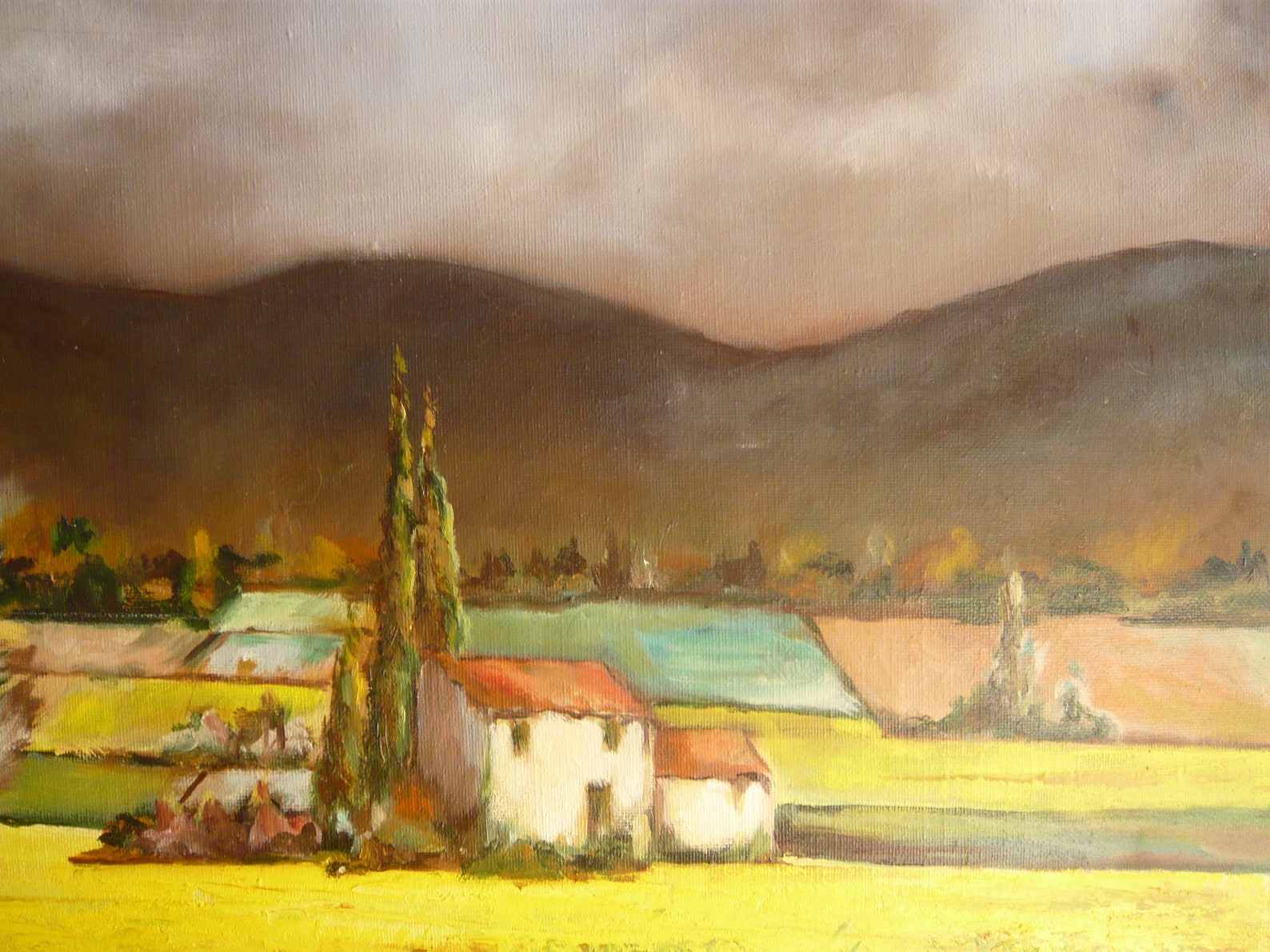Spring on Provence Hills Oil on Canvas Painting Olive Tree Cypress ...