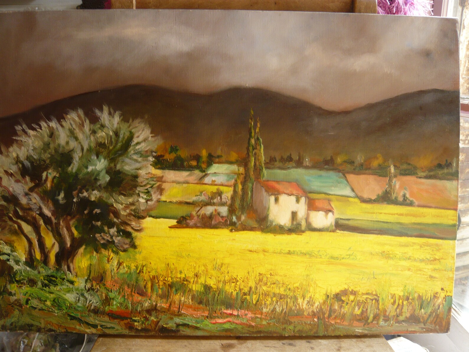 Spring on Provence Hills Oil on Canvas Painting Olive Tree Cypress ...
