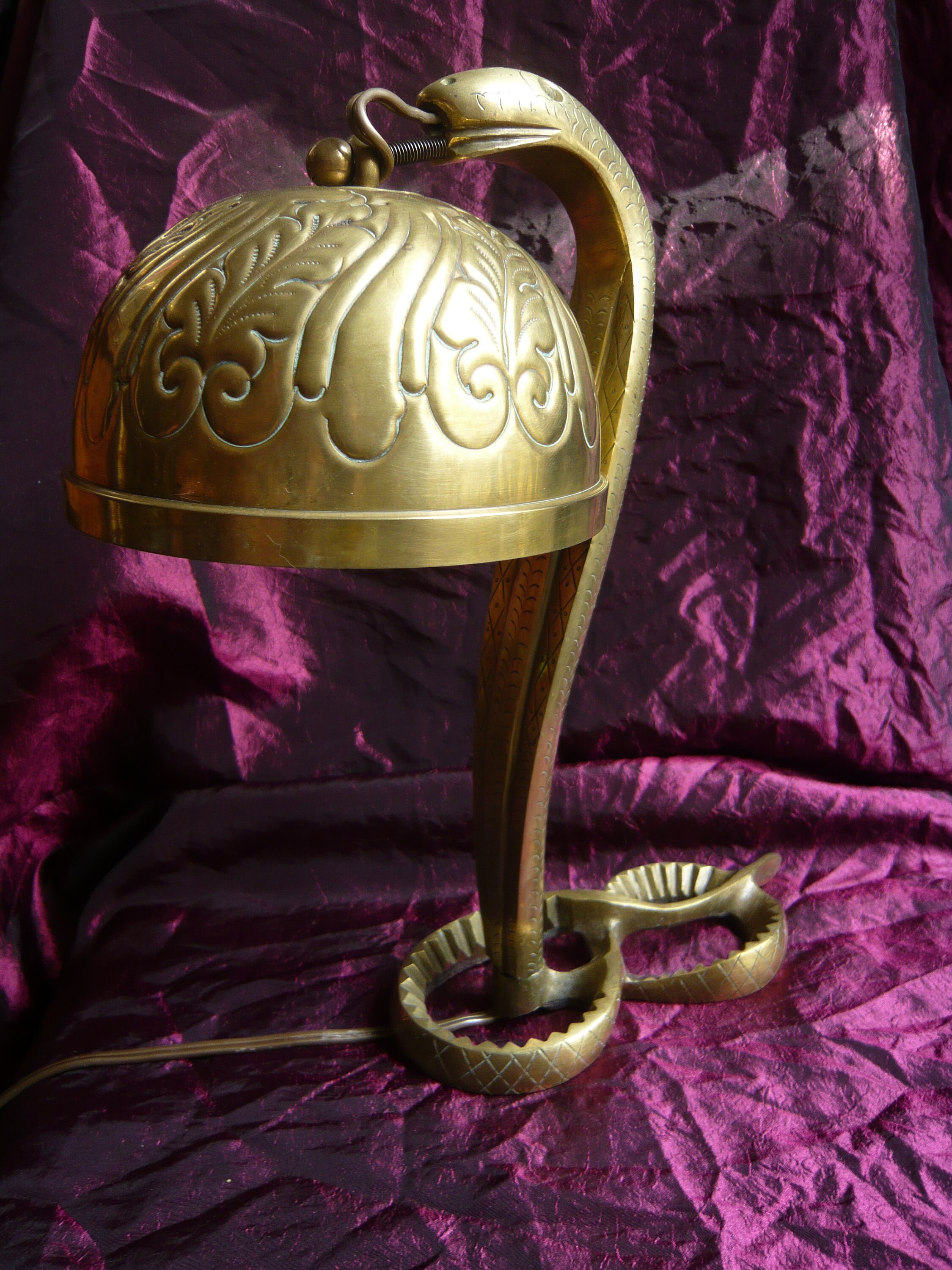 Bronze Snake Lamp Art Deco Cobra Lighting Brass Shade With - Etsy