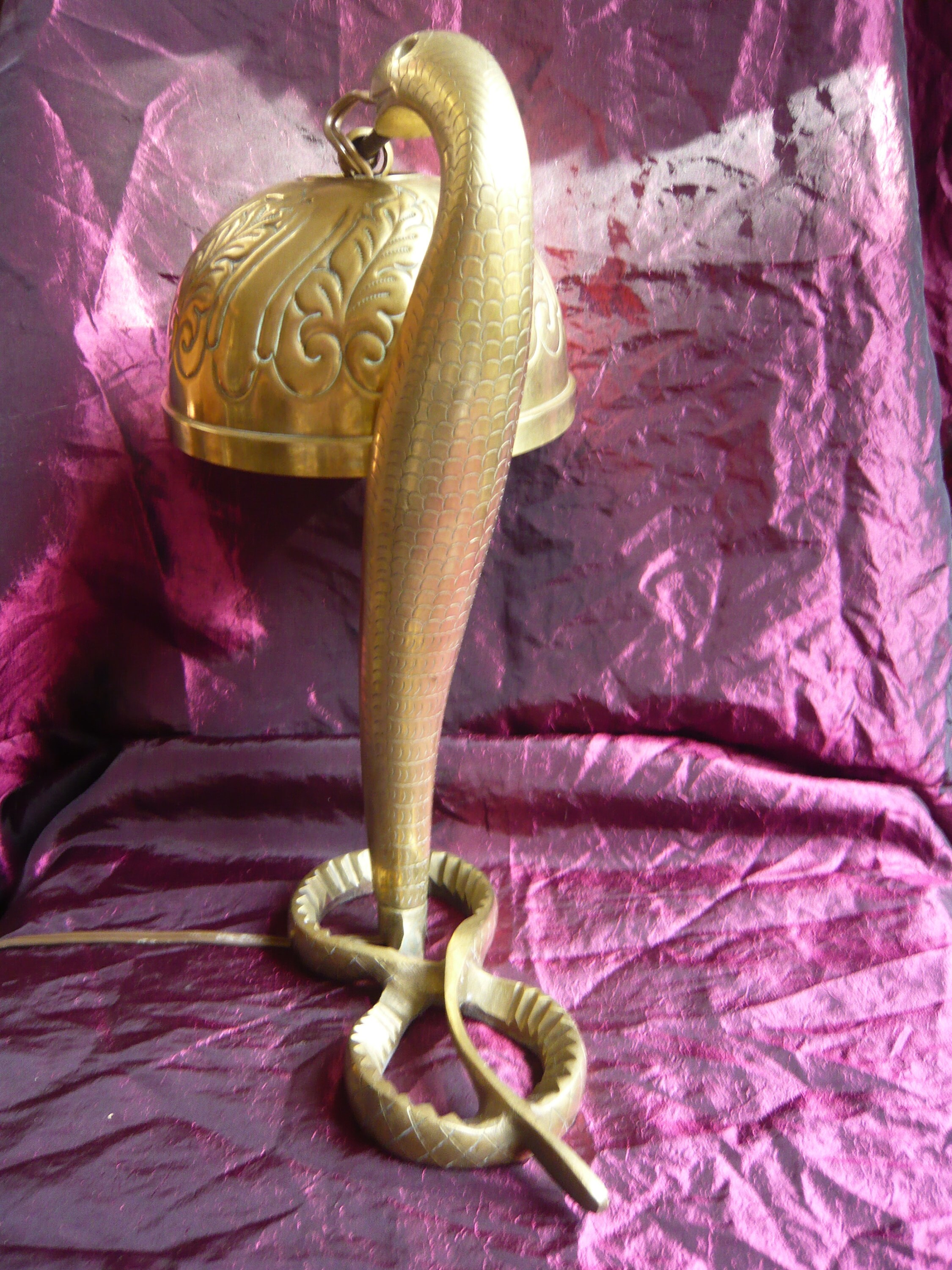 Bronze Snake Lamp Art Deco Cobra Lighting Brass Shade With - Etsy