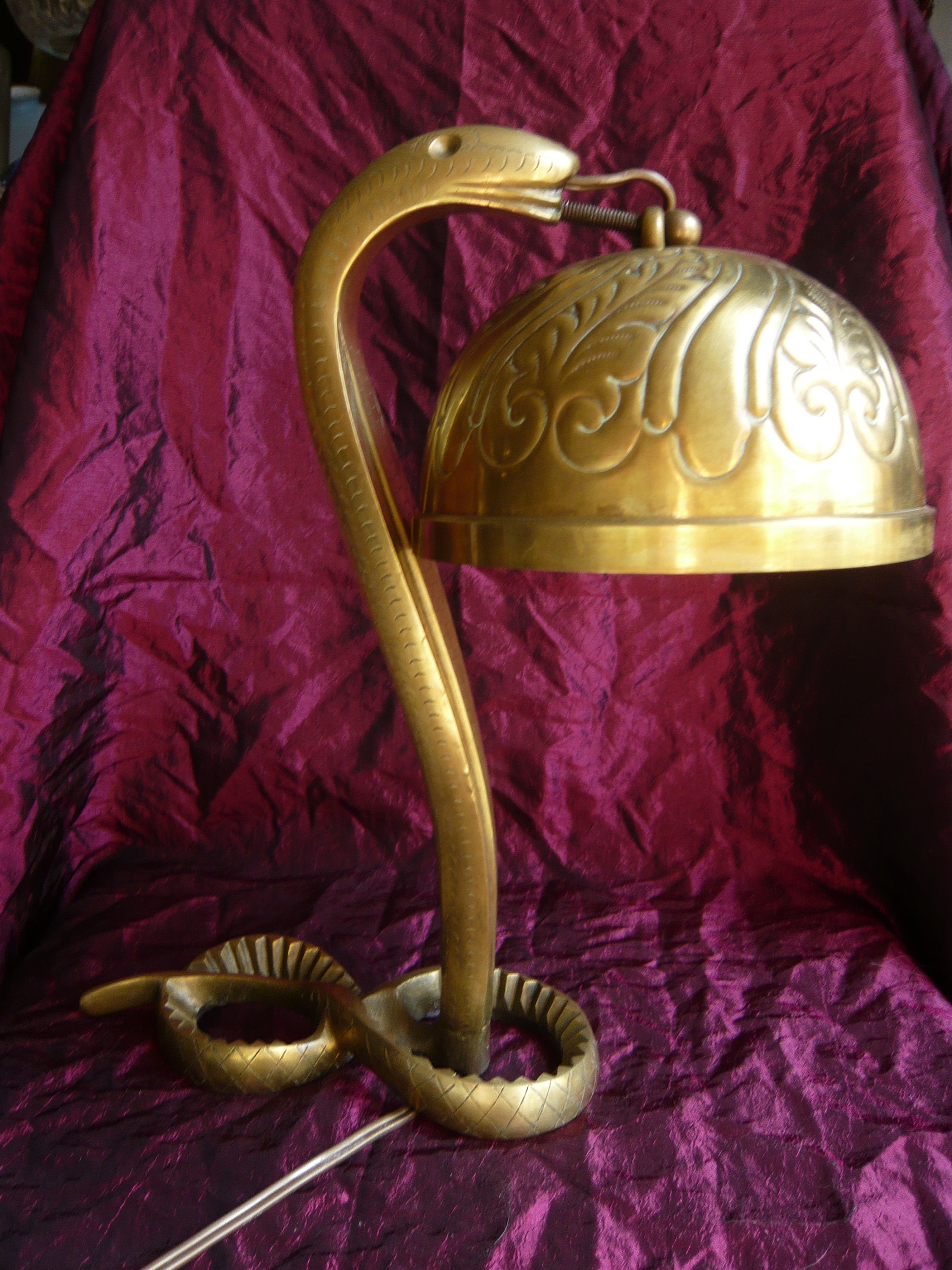Bronze Snake Lamp Art Deco Cobra Lighting Brass Shade With - Etsy
