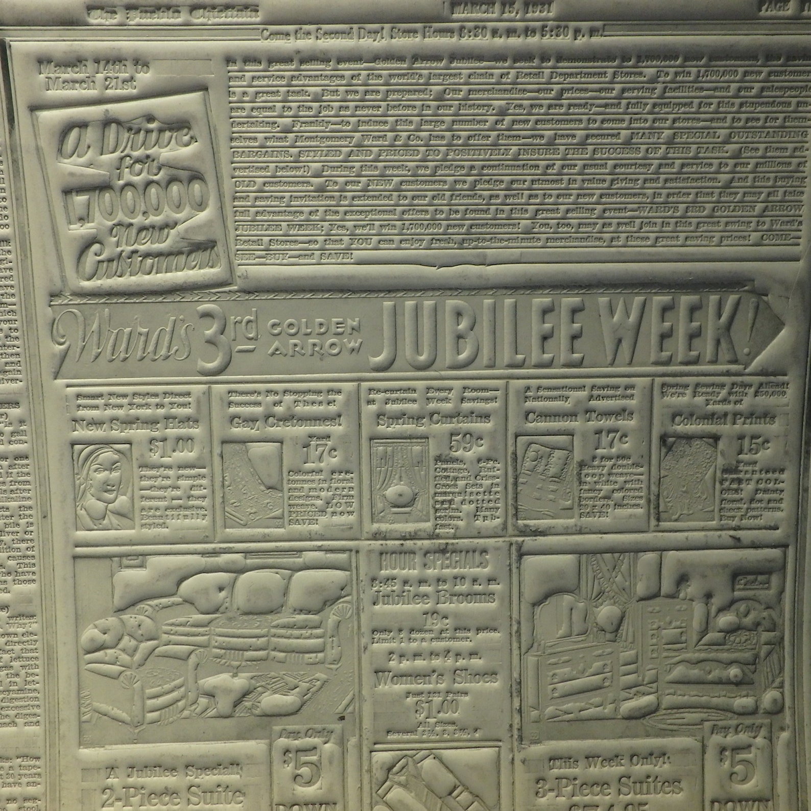 The Pueblo Chieftain 1931 Newspaper Flong Sunday Morning | Etsy