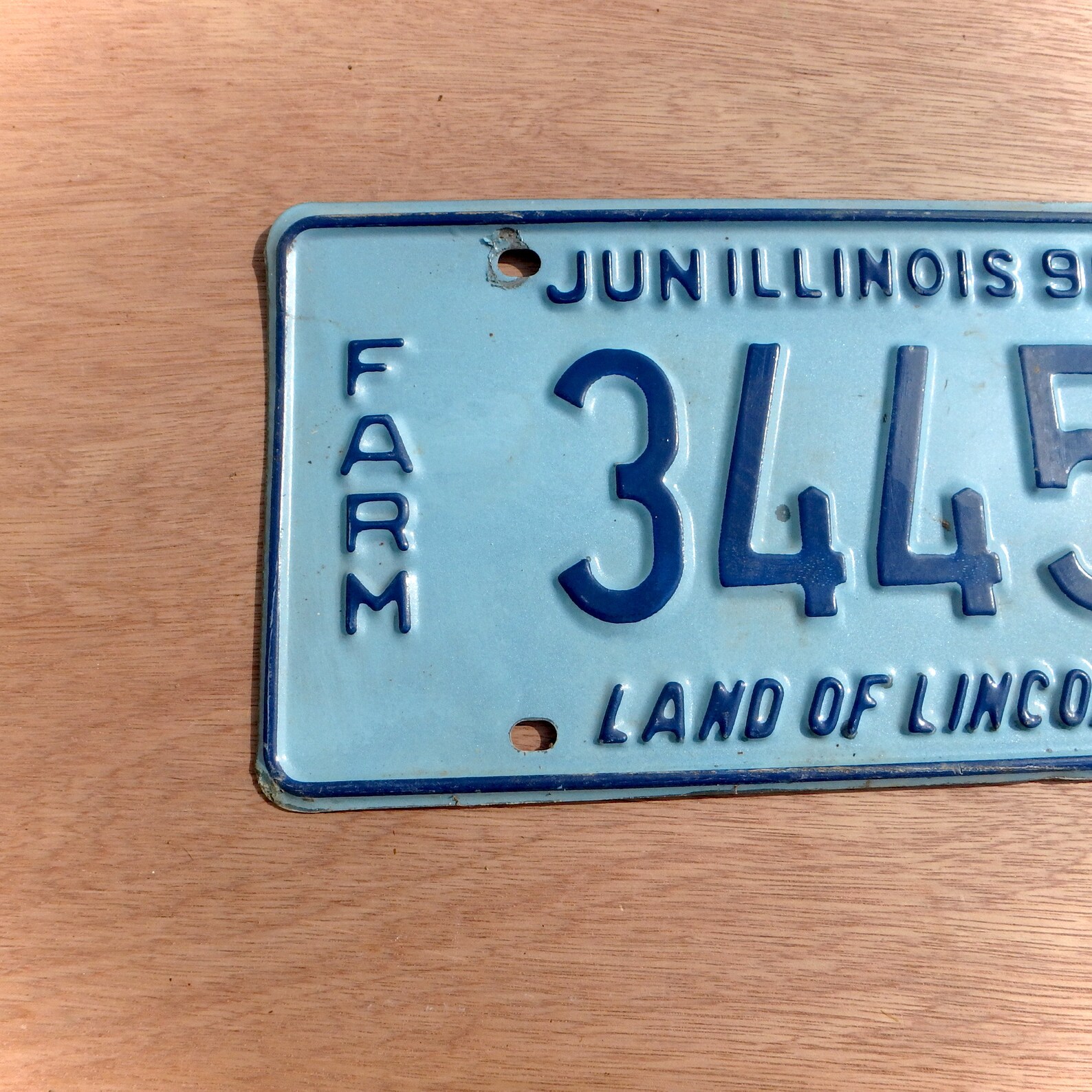 Farm License Plate 3445 VF Blue on Blue Dated June 1990 - Etsy