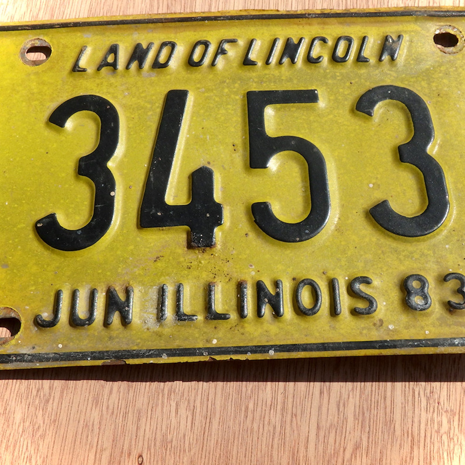 Farm License Plate - 3453 VF - Black on Yellow - Dated June 1983 - Etsy