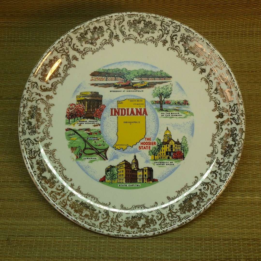 Indiana Vintage Souvenir State Collectible Plate Ceramic Decorative ...