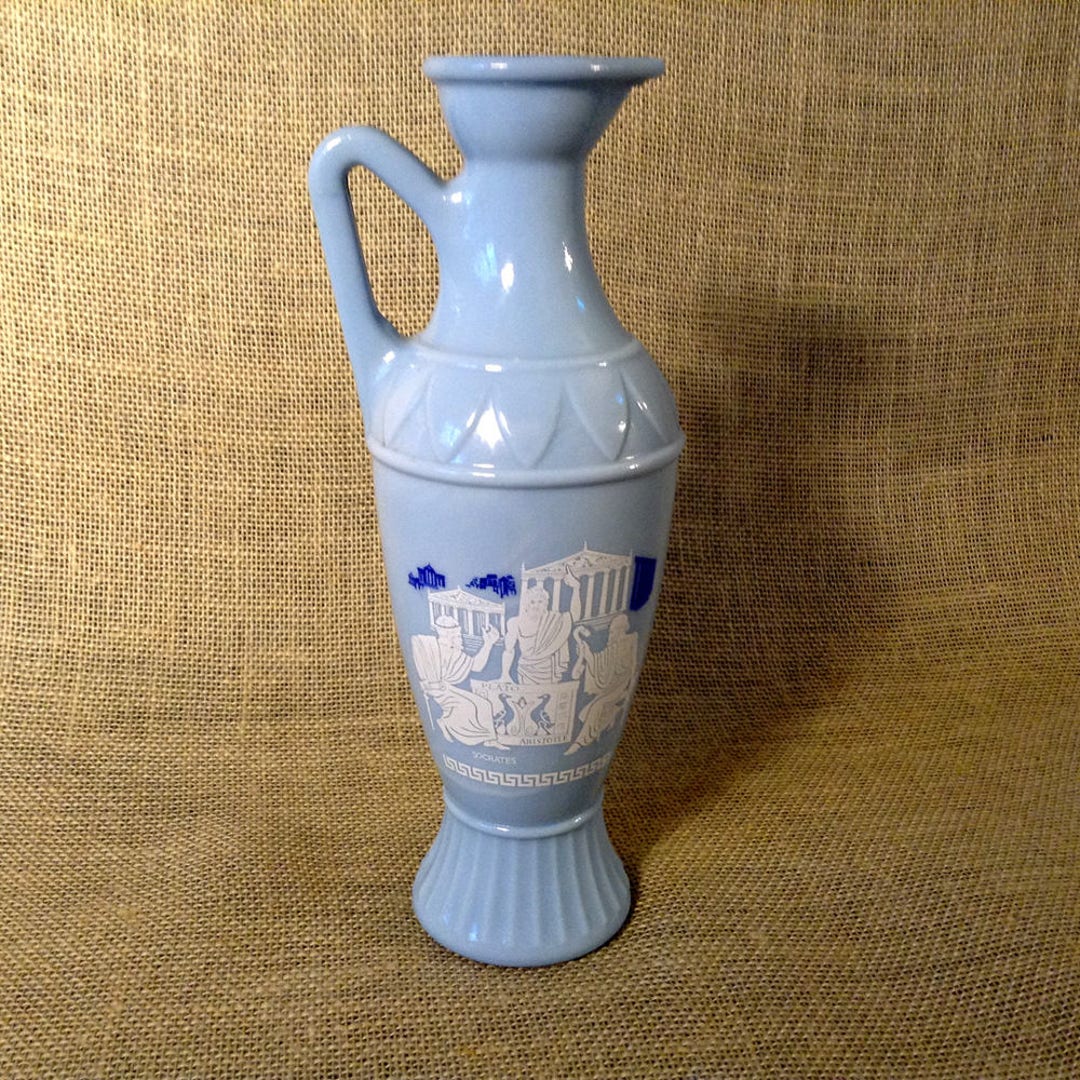 Jim Beam Greek Decanter - Light Blue Milk Glass - Bourbon Whiskey ...