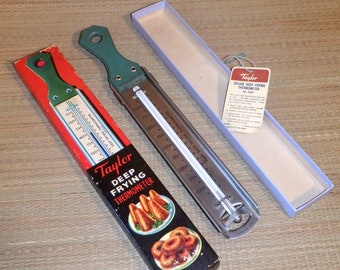 Vintage Mid-century Taylor Candy and Jelly Thermometer, Green Wood ...