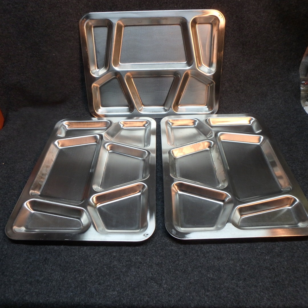 3 Vintage USN Mess Trays - Carrollton Six Sectioned Metal Food Trays - Etsy