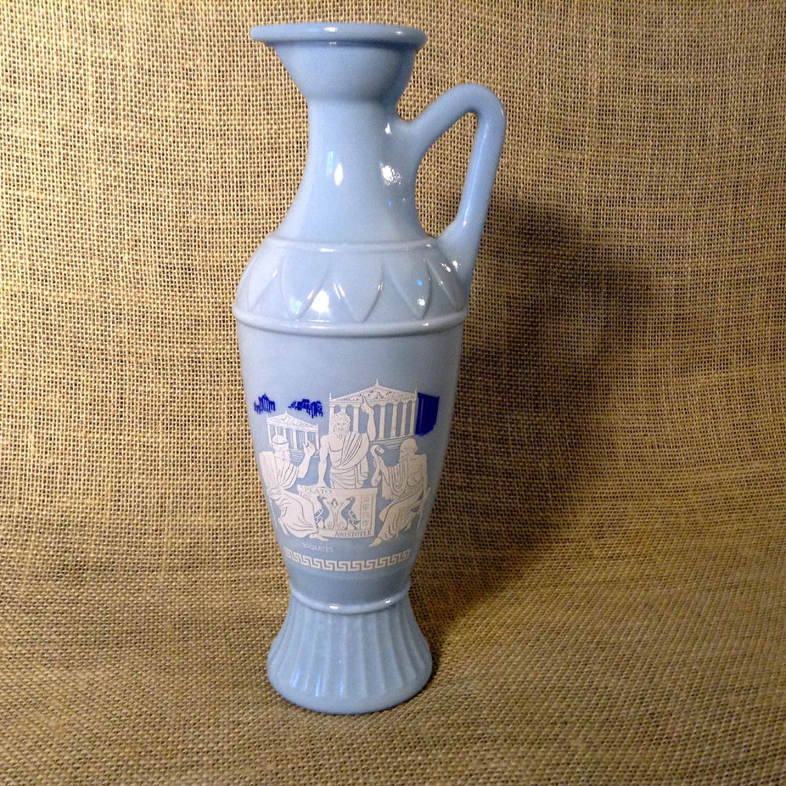 Jim Beam Greek Decanter - Light Blue Milk Glass - Bourbon Whiskey ...