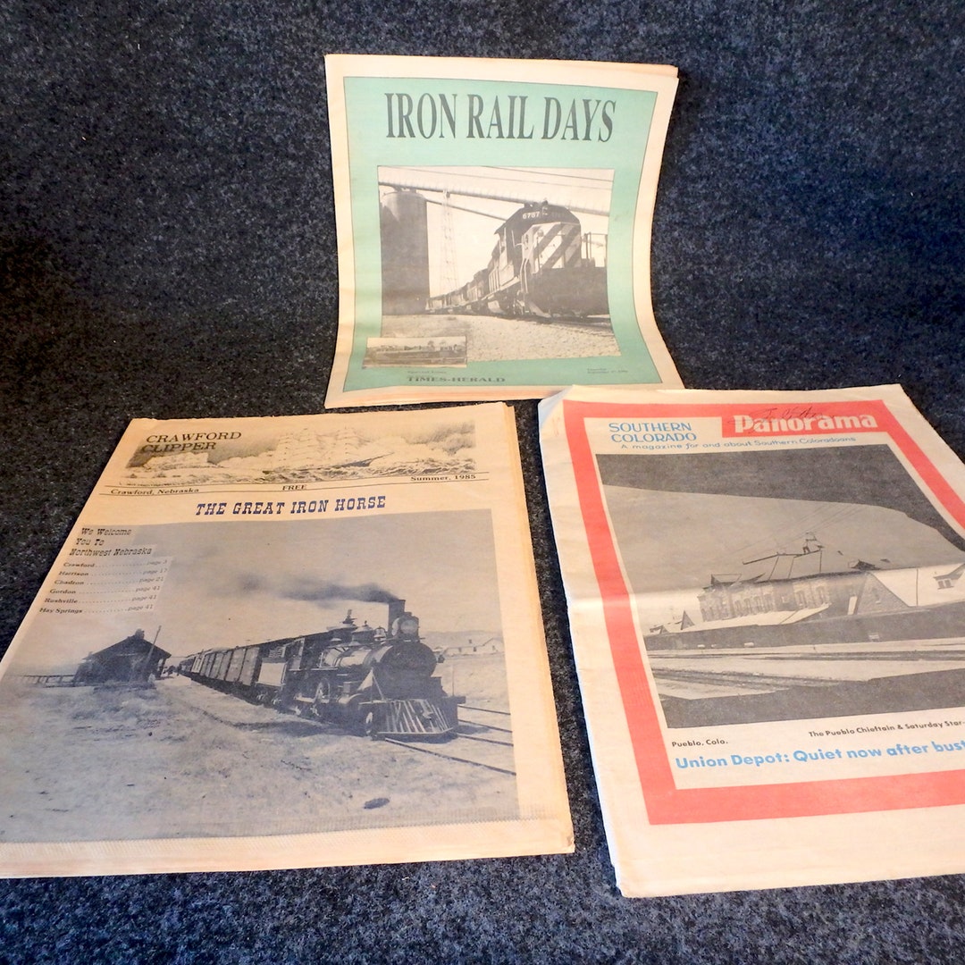 3 Vintage Newspaper Type Publications Featuring Railroads and Trains ...