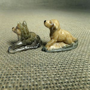 Wade Dog Figurines, Two Vintage Miniature Porcelain Made in England ...
