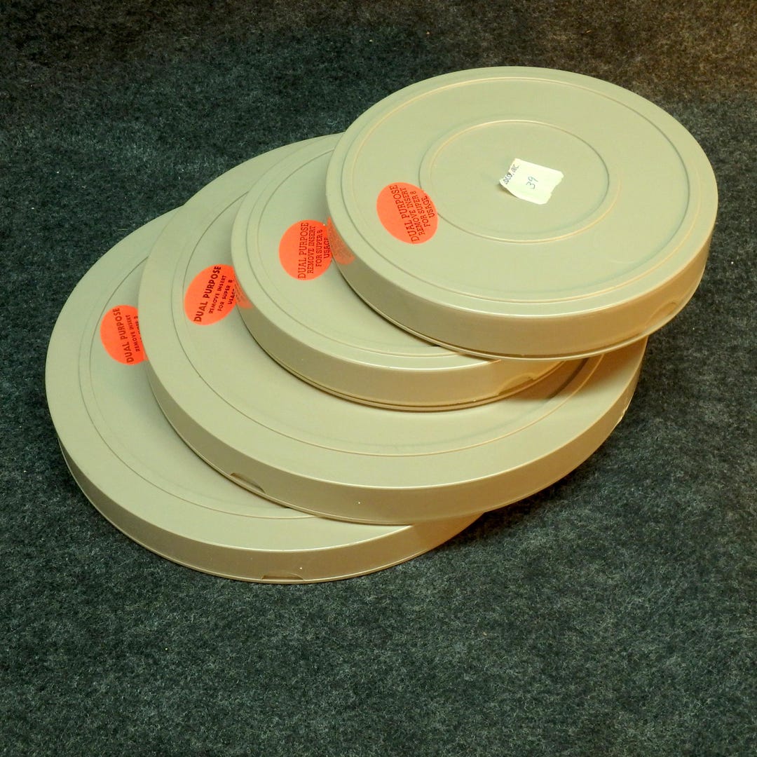 4 Vintage Empty Movie Reel & Cans - 8mm or Super 8 - Handi Splice Guide ...