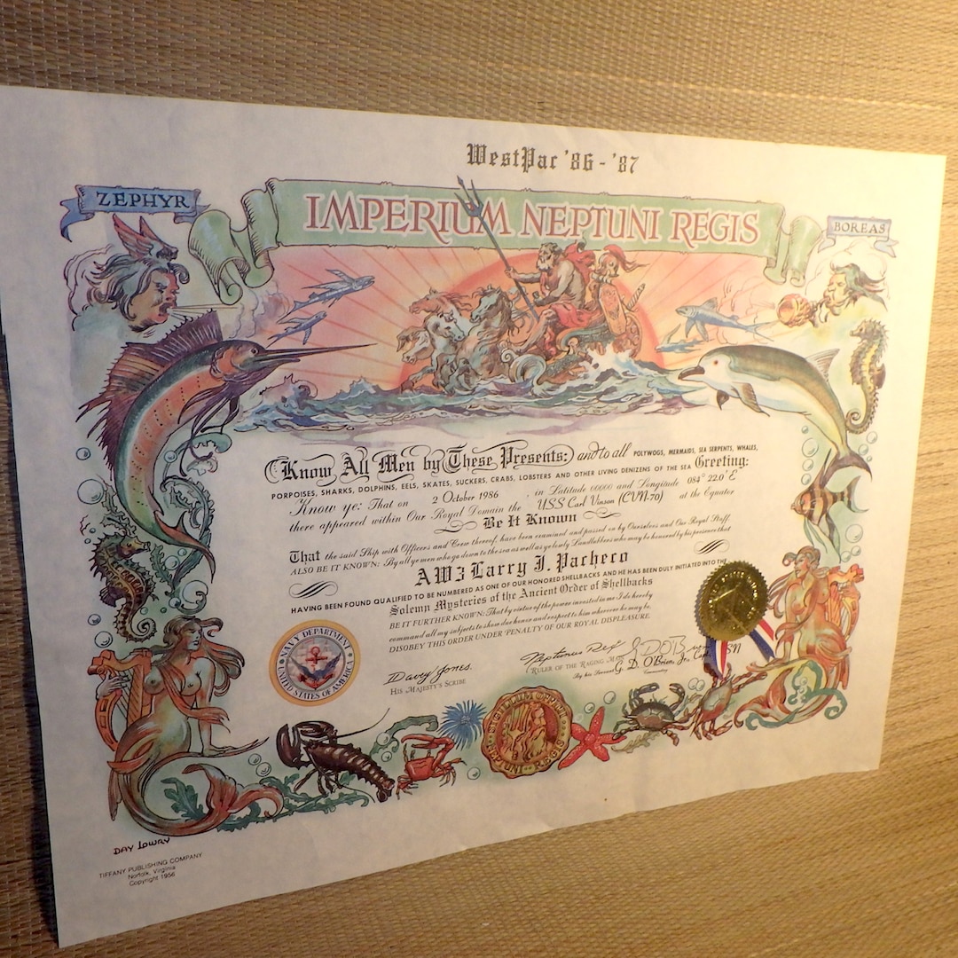Vintage Imperium Neptune Regis Certificate - Wespac 86-87 - Etsy