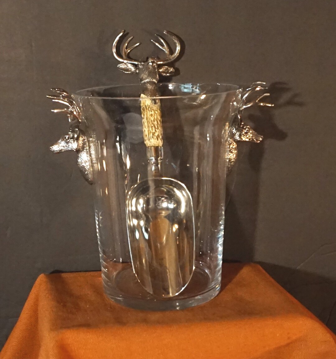 Lodge Designed Vagabond Stag Head Ice Bucket With Matching Stag Antler ...