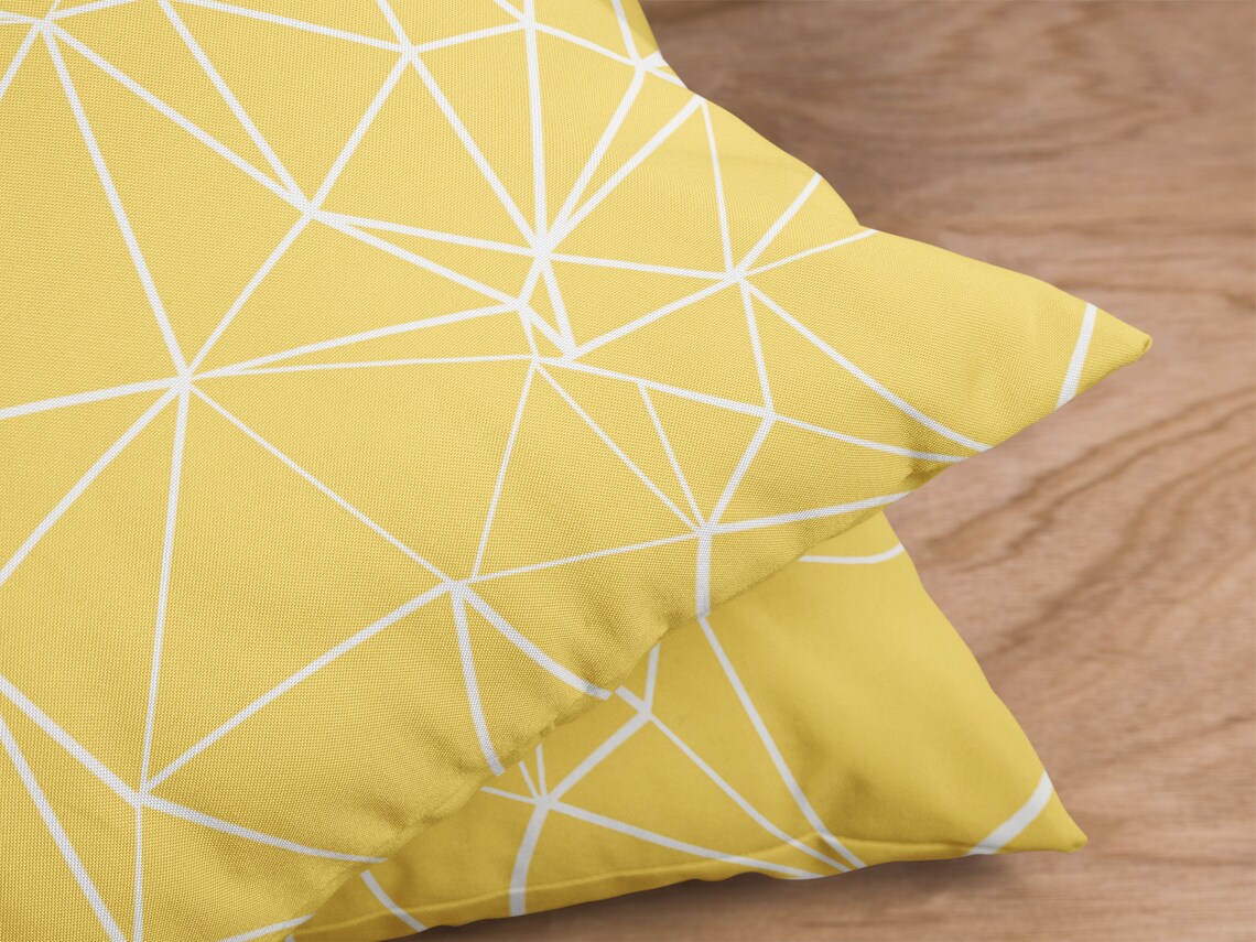 Yellow Outdoor Pillows in Geometric Design Outdoor Yellow | Etsy