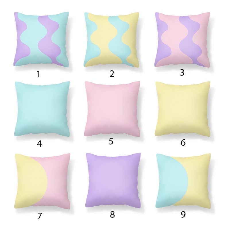 Pastel Throw Pillow Covers, Pastel Aesthetic Room Decor, Pastel Blue ...