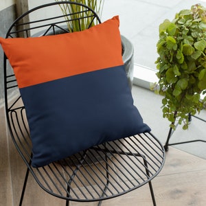 Navy Orange Pillow Cover, Orange Throw Pillow, Orange and Blue Pillow ...