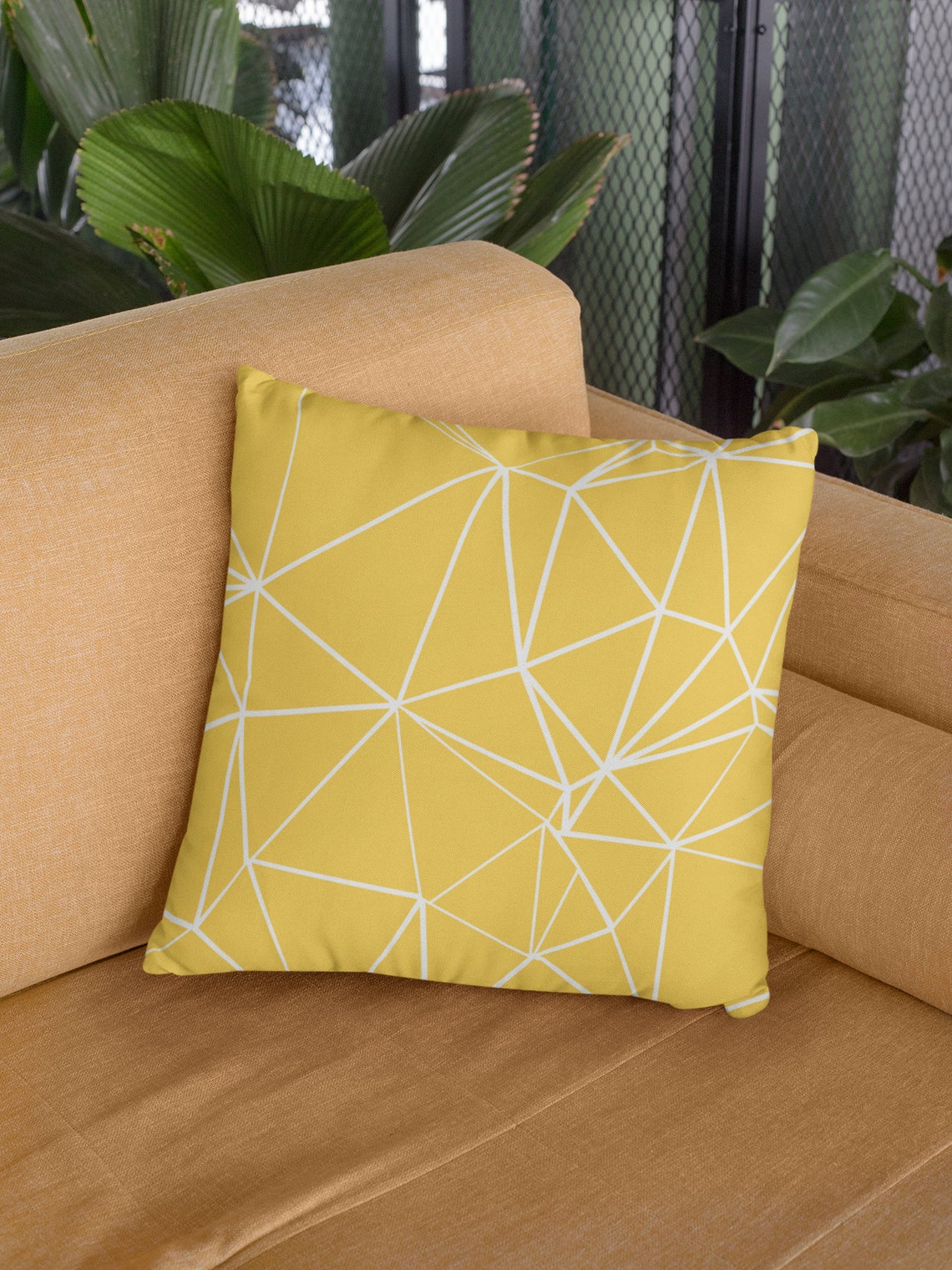 Yellow Outdoor Pillows in Geometric Design Outdoor Yellow | Etsy