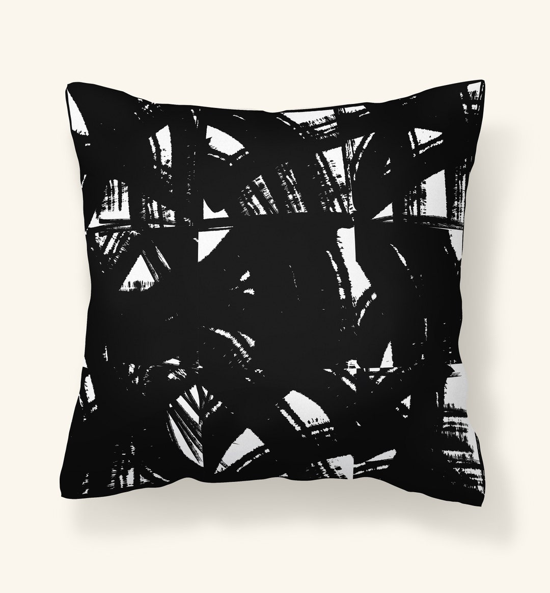 Black Paint Stroke Pillow Cover, Abstract Art, Modern Throw Pillow - Etsy